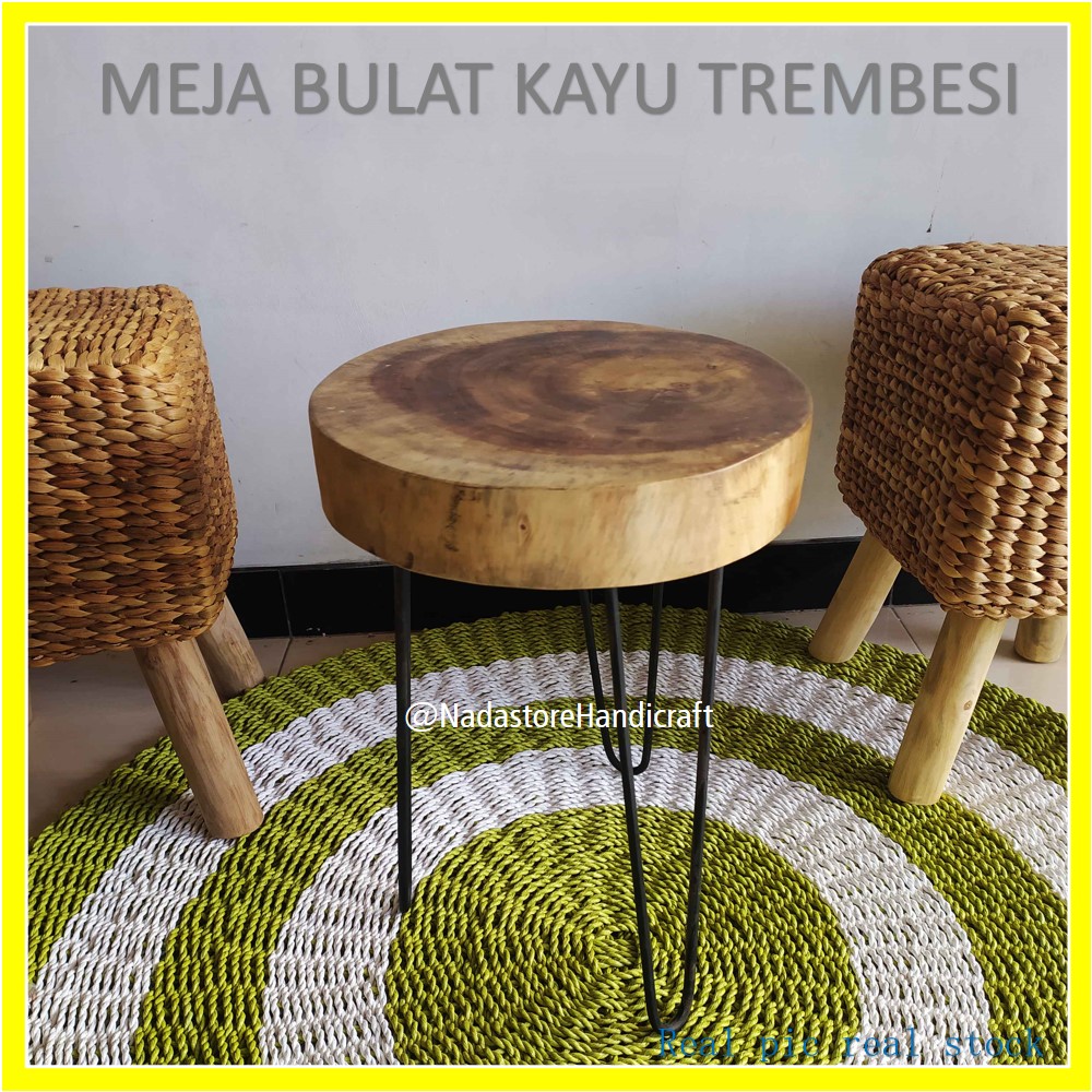 Meja Bulat / Meja rustic / meja Jati / Meja Trembesi Meja Kayu Kaki ...