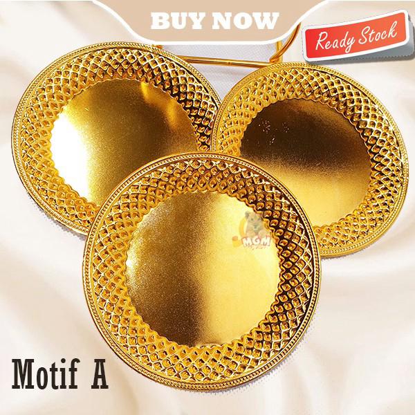 Stand with Piring Buah kurma Stainless Emas kue permen Gold 6pc set ...