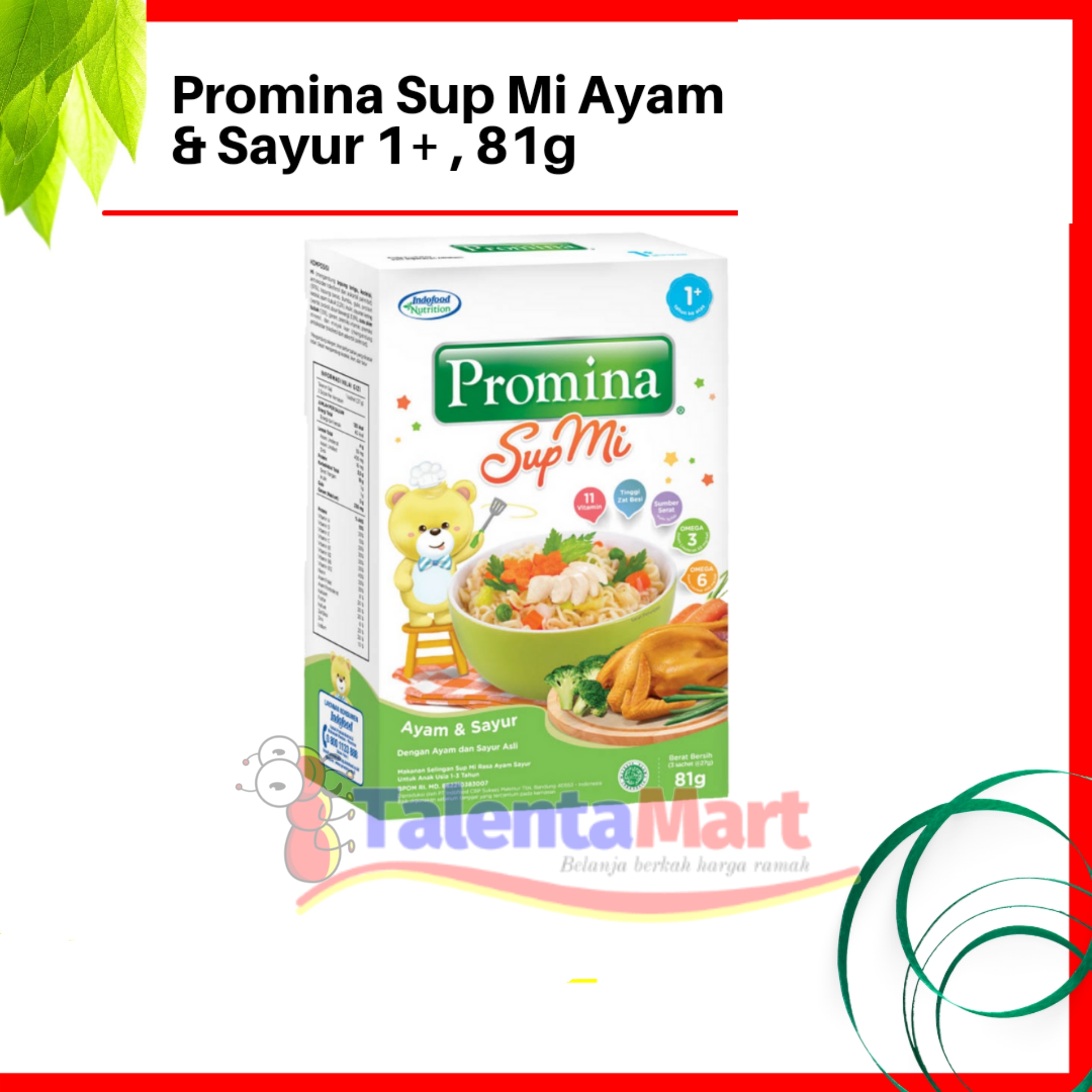 Promina Sup Mi Ayam & Sayur 1+, 81g/Promina Nasi Tim Ayam Tomat Wortel ...