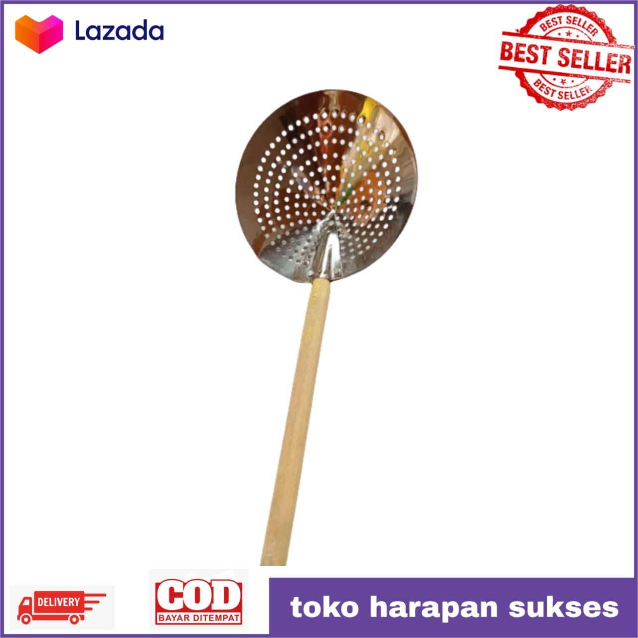 Serok Gorengan Bolong Stainless Gagang kayu 22 cm | Lazada Indonesia