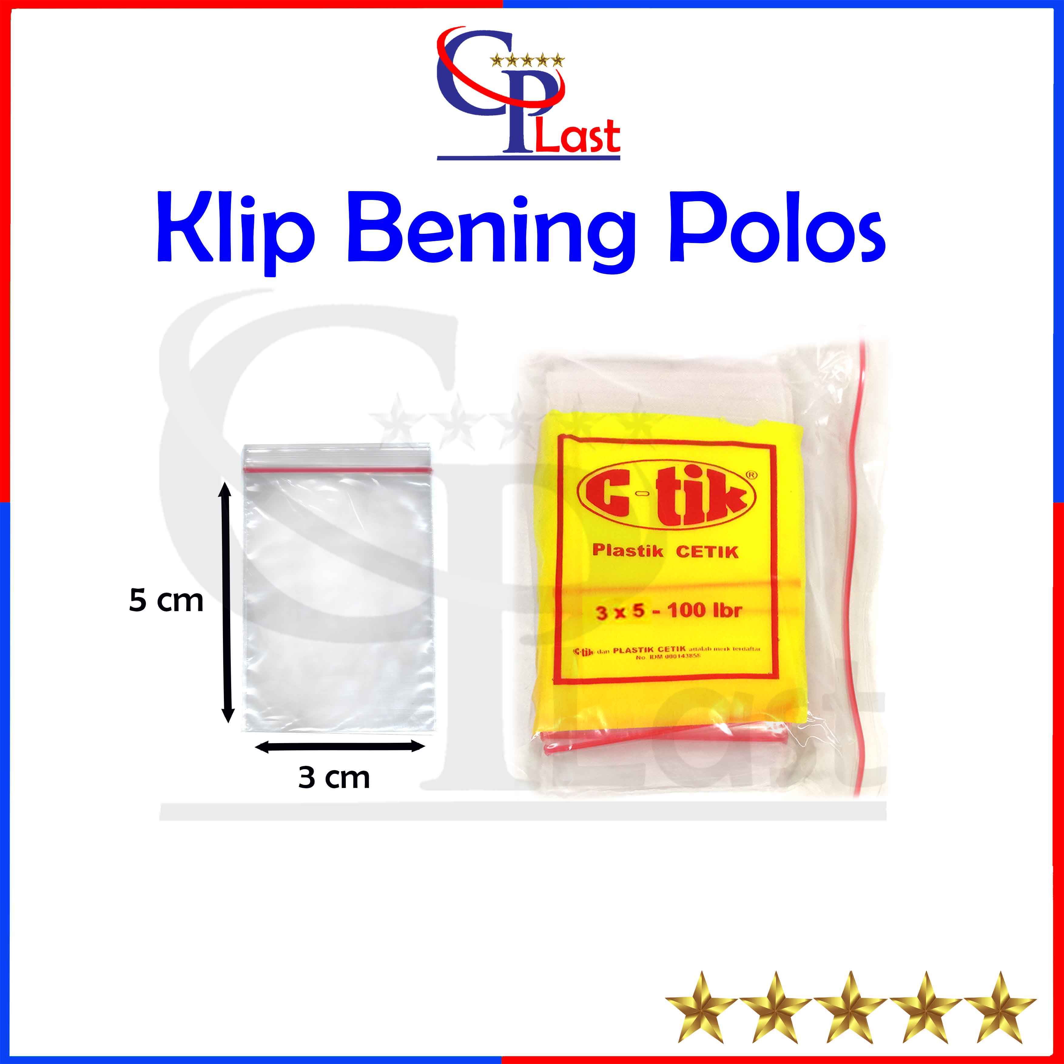 Plastik KLIP BENING 3X5 cm C-TIK isi 100 Lembar / Plastik Klip 3 x 5 cm ...