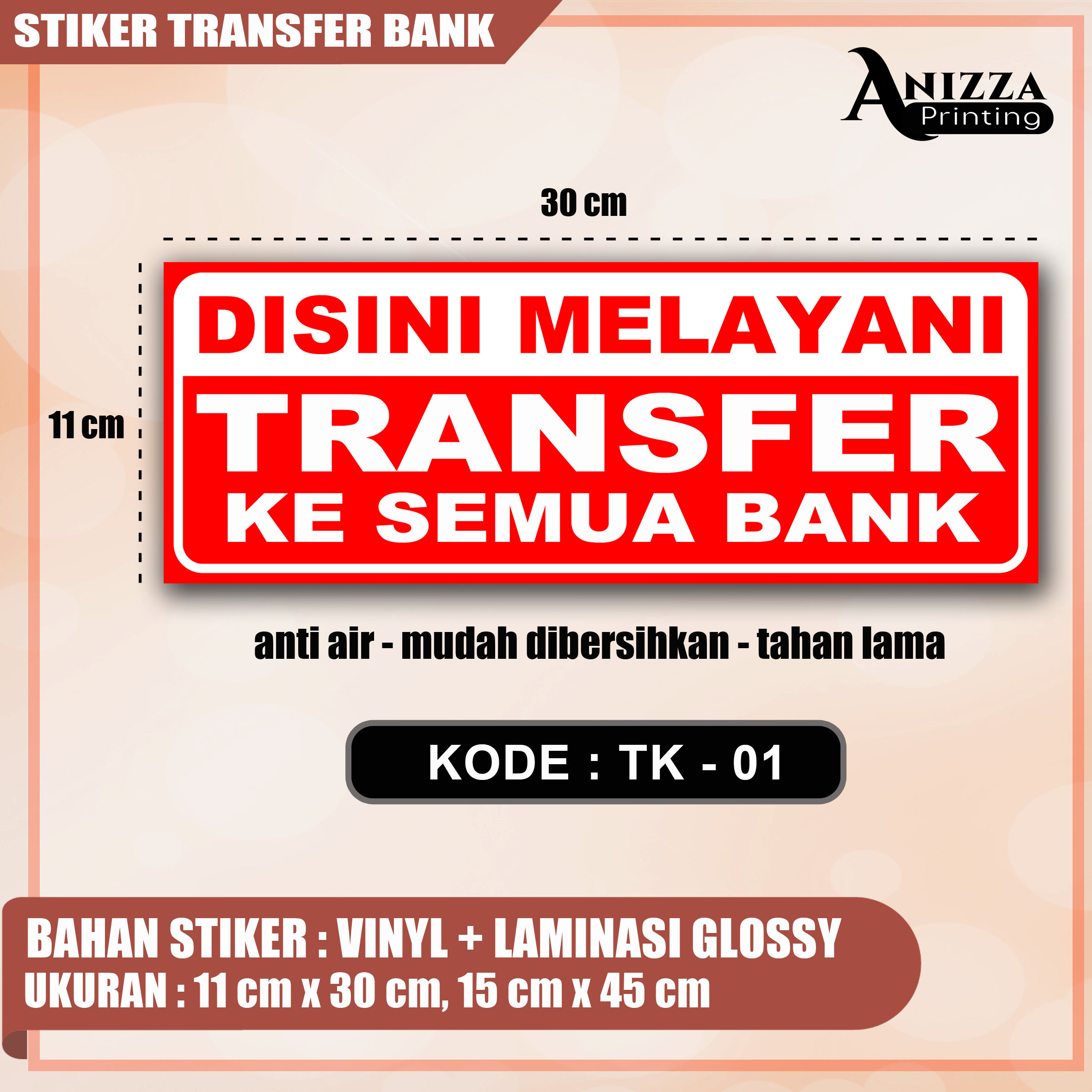 STIKER TRANSFER KESEMUA BANK ( LAMINASI GLOSSY ) | Lazada Indonesia