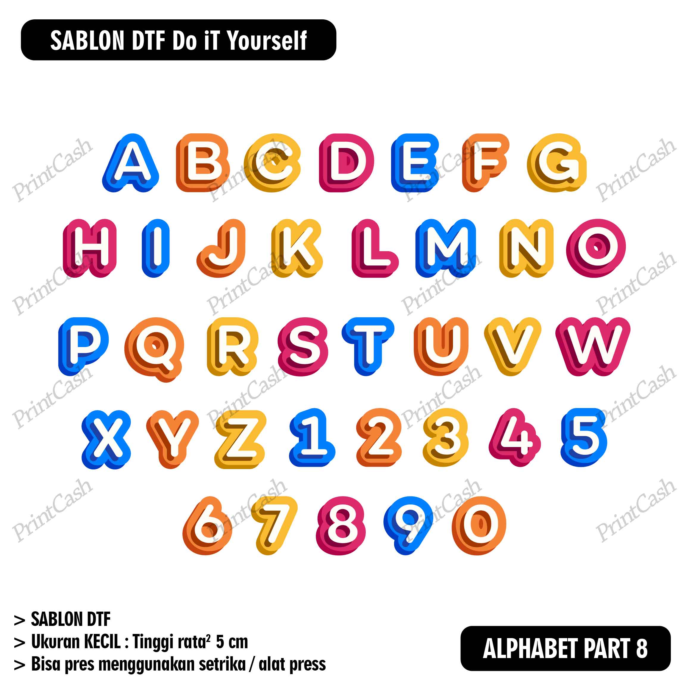 SABLON SETRIKA - STIKER SABLON DTF TEMA ALPHABET HURUF ANGKA - SABLON ...