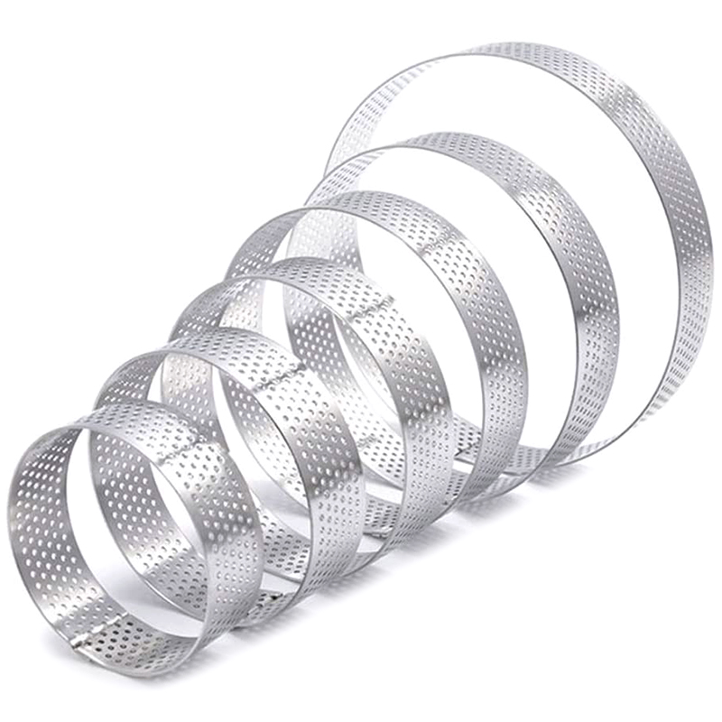 6 Pack Perforated Tart Rings Set,Stainless Steel Heat-Resistant Cake ...