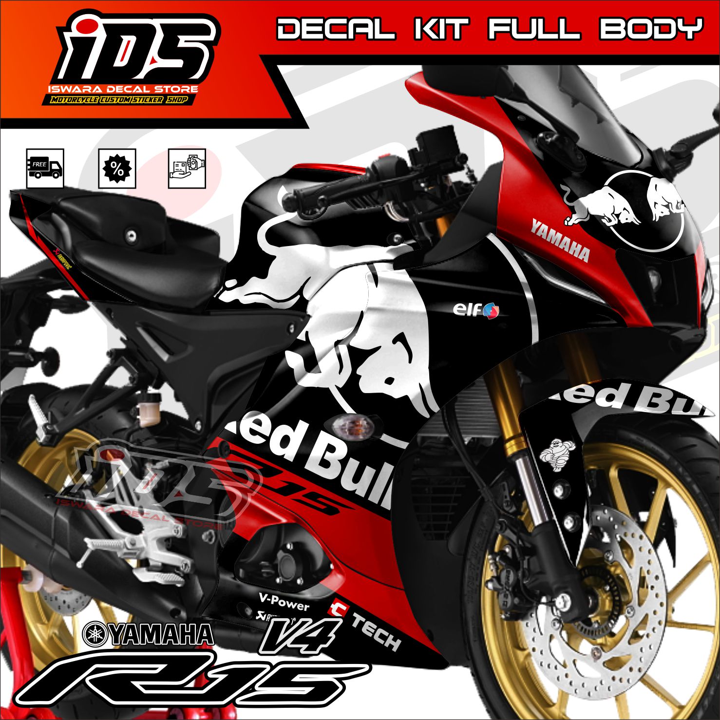 Decal R15 V4 Full Body Stiker R15 V4 Full Body Dekal R15 V4 Redbull ...
