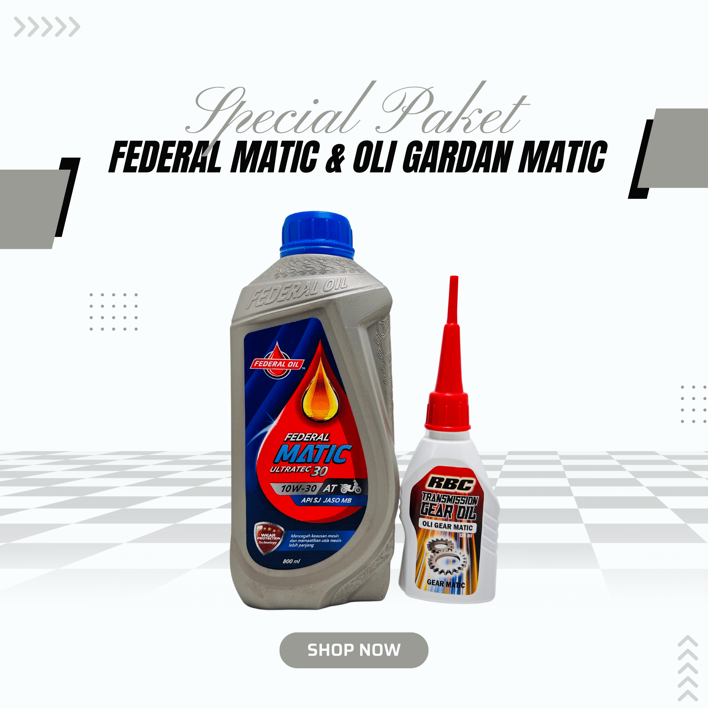 PAKET Oli Motor Matic Federal Matic 10W-30 800ml & Oli Gardan Gear ...