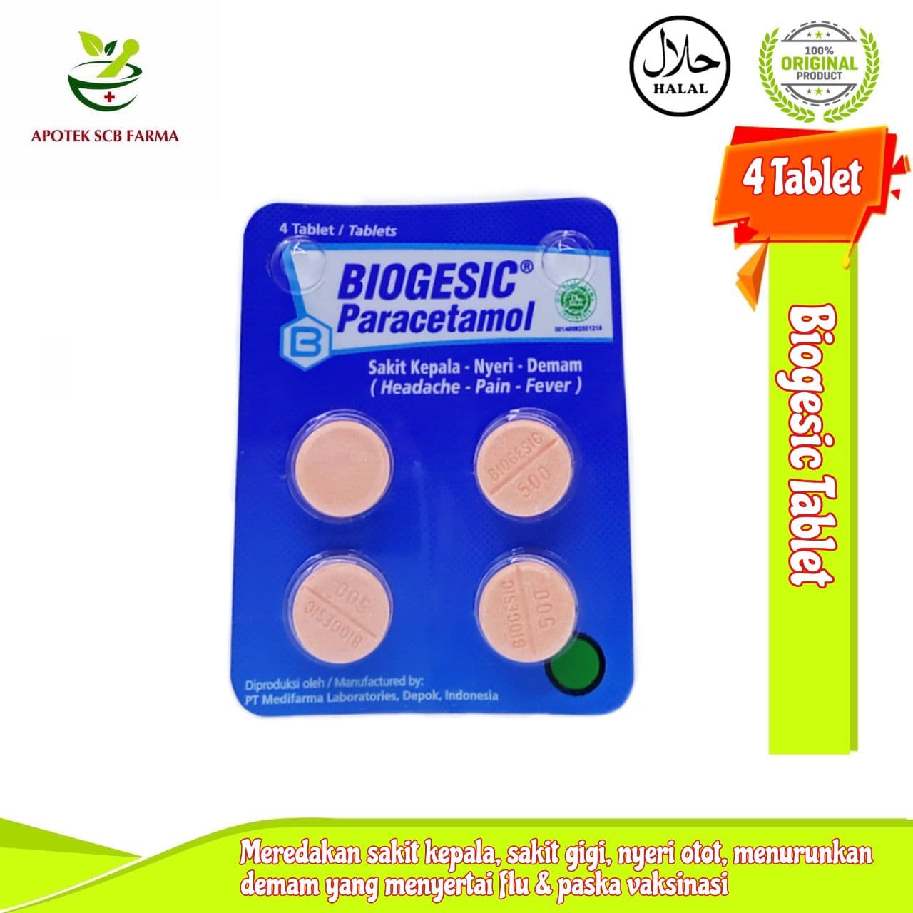 Biogesic Paracetamol 500 mg - Obat Sakit Kepala, Demam, Sakit Gigi ...