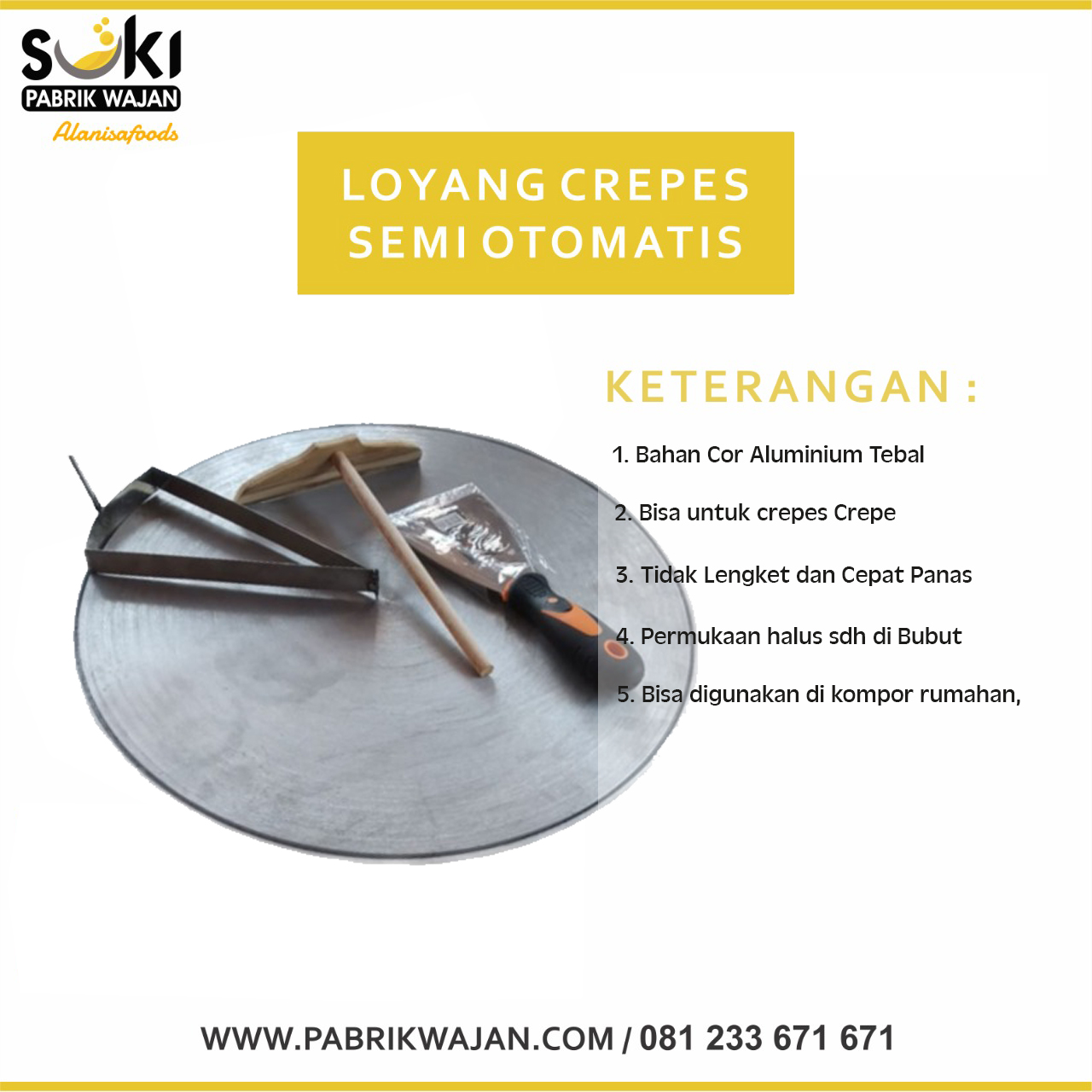 WAJAN CREPES SEMI OTOMATIS COR ALUMINIUM 30CM | Lazada Indonesia