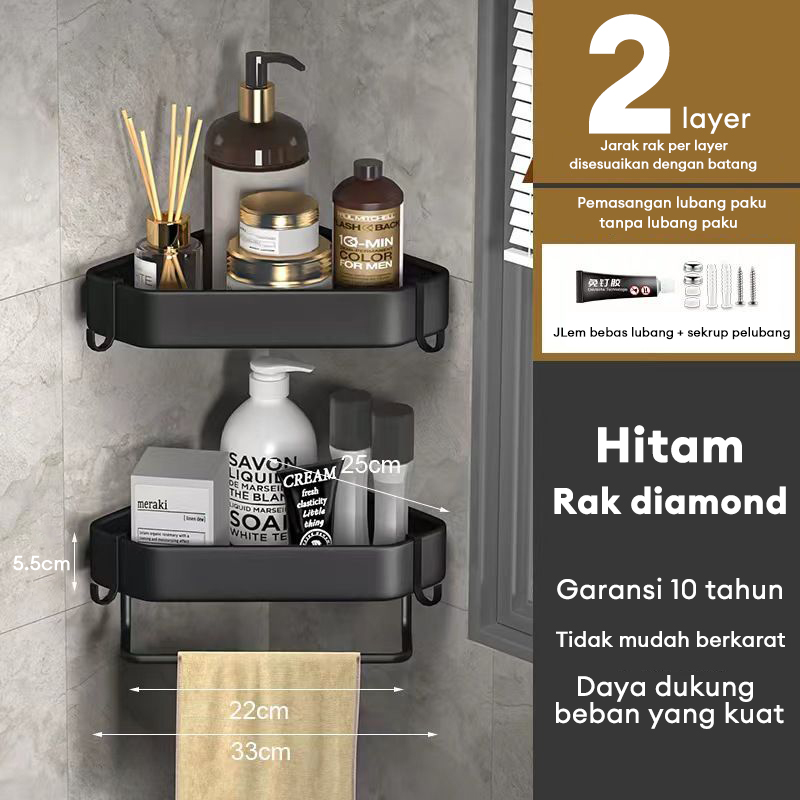 Rak kamar mandi stainles steel Rak sudut Rak sabun shampoo Dinding ...