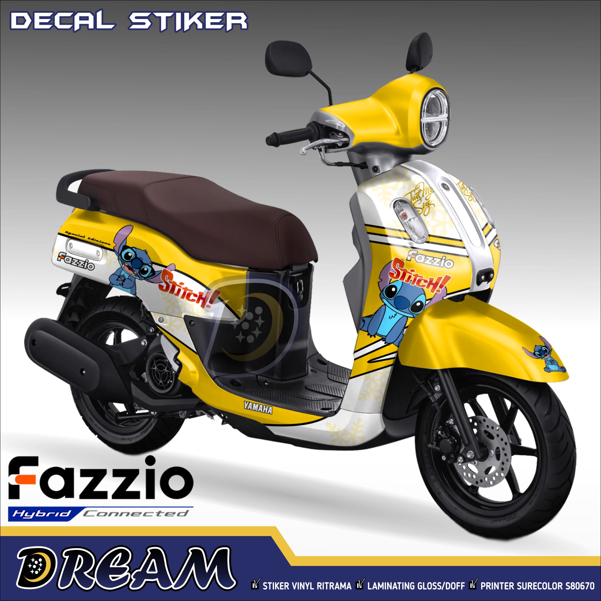 Decal Yamaha Fazzio Striping Motor Fazzio Stiker Motor Yamaha Fazzio Stitch | Lazada Indonesia