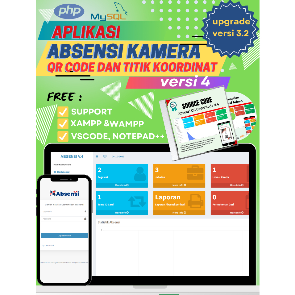 Source Code Absensi.v4.2 Qr code dan Lokasi berbasis web | Lazada Indonesia