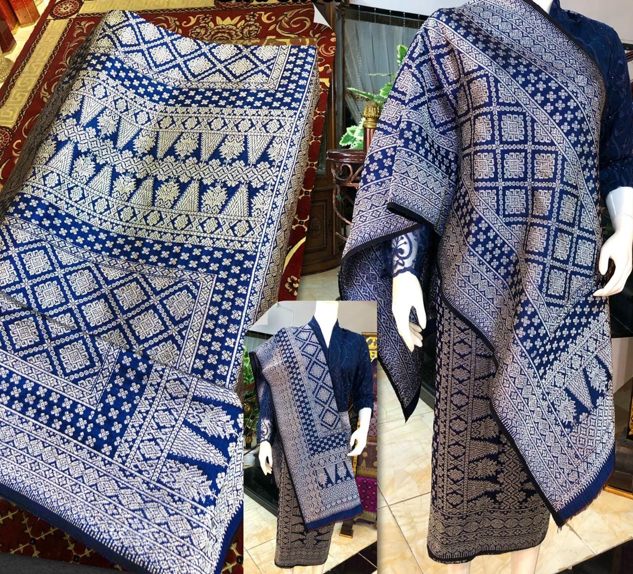 KAIN SONGKET LEPUS PALEMBANG BIRU SILVER / BIREL PREMIUM UNTUK WANITA ...