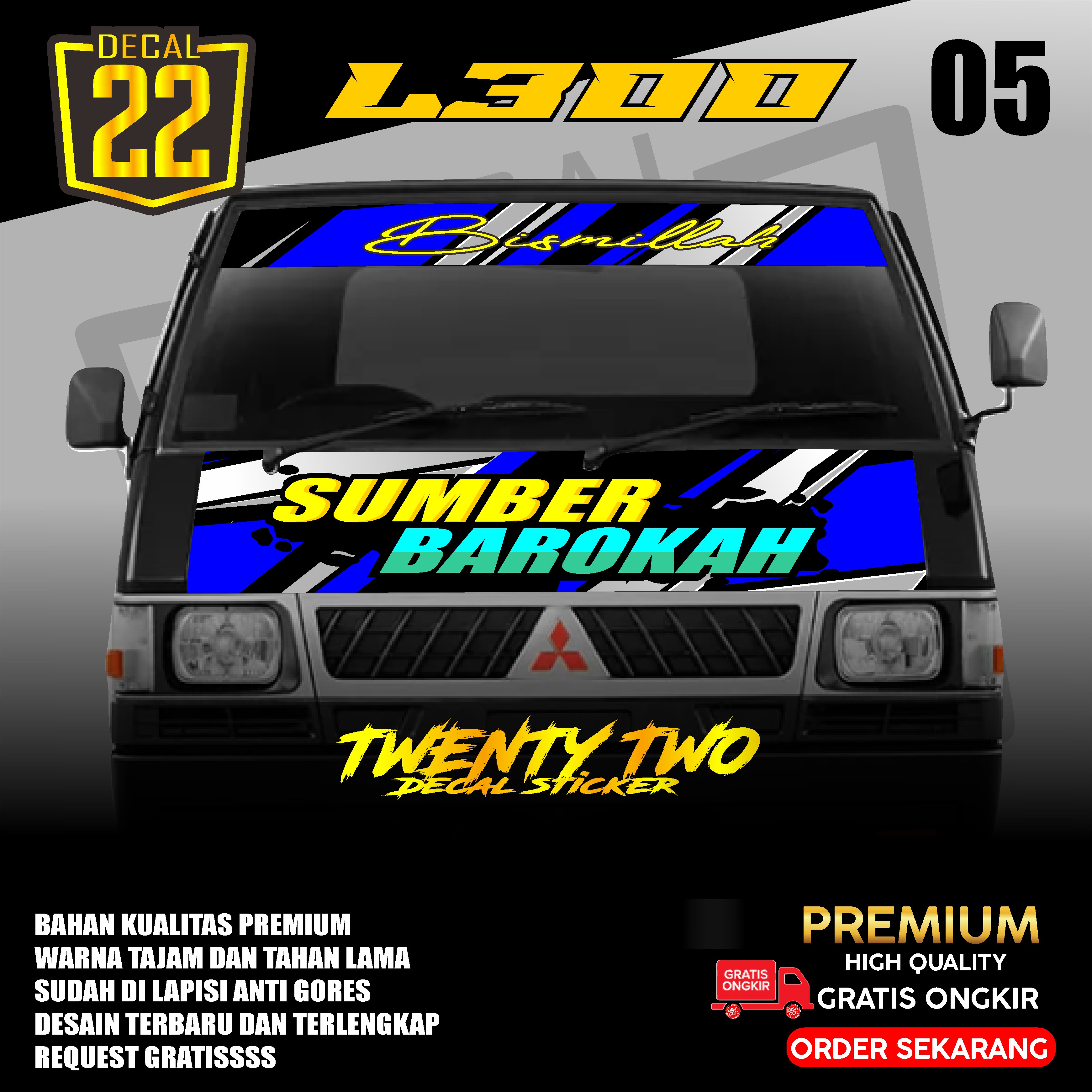 STIKER DECAL KABIN DEPAN L300 ,DECAL STIKER L300 KODE 05 DUA DUA DECAL ...