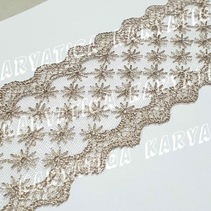 Renda Tile Tengah Motif Ombak Lebar 5.8 cm - Coklat Susu (16 yard ...