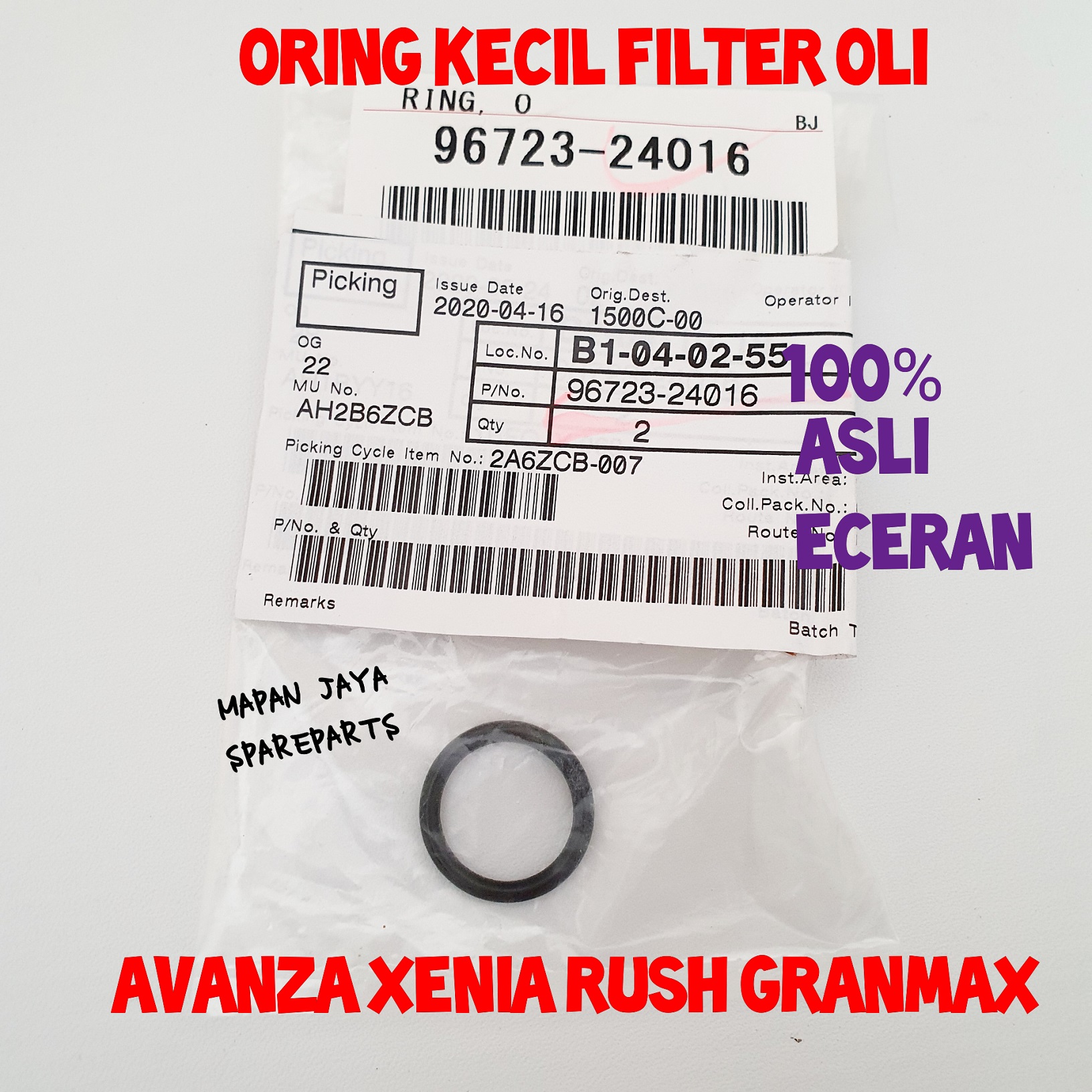 ORING FILTER OLI TOYOTA AVANZA / XENIA / RUSH / TERIOS / GRANDMAX KECIL ...