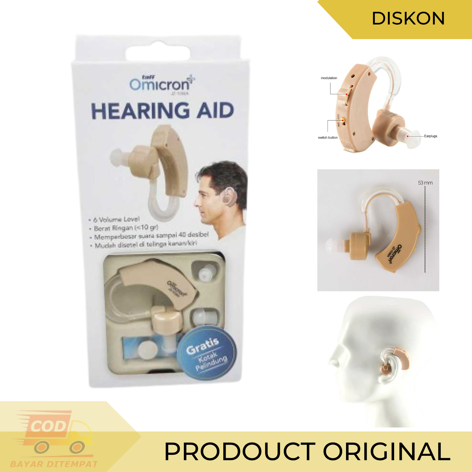 Alat bantu dengar telinga tuli Earphone Hearing Aid Amplifier ...