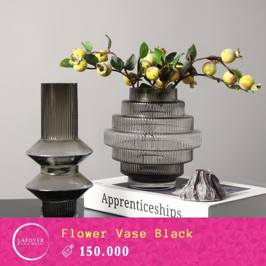 VAS BUNGA KACA HITAM SILINDER/ BUNGA KERING / HIDROPONIK / RUSTIC ...