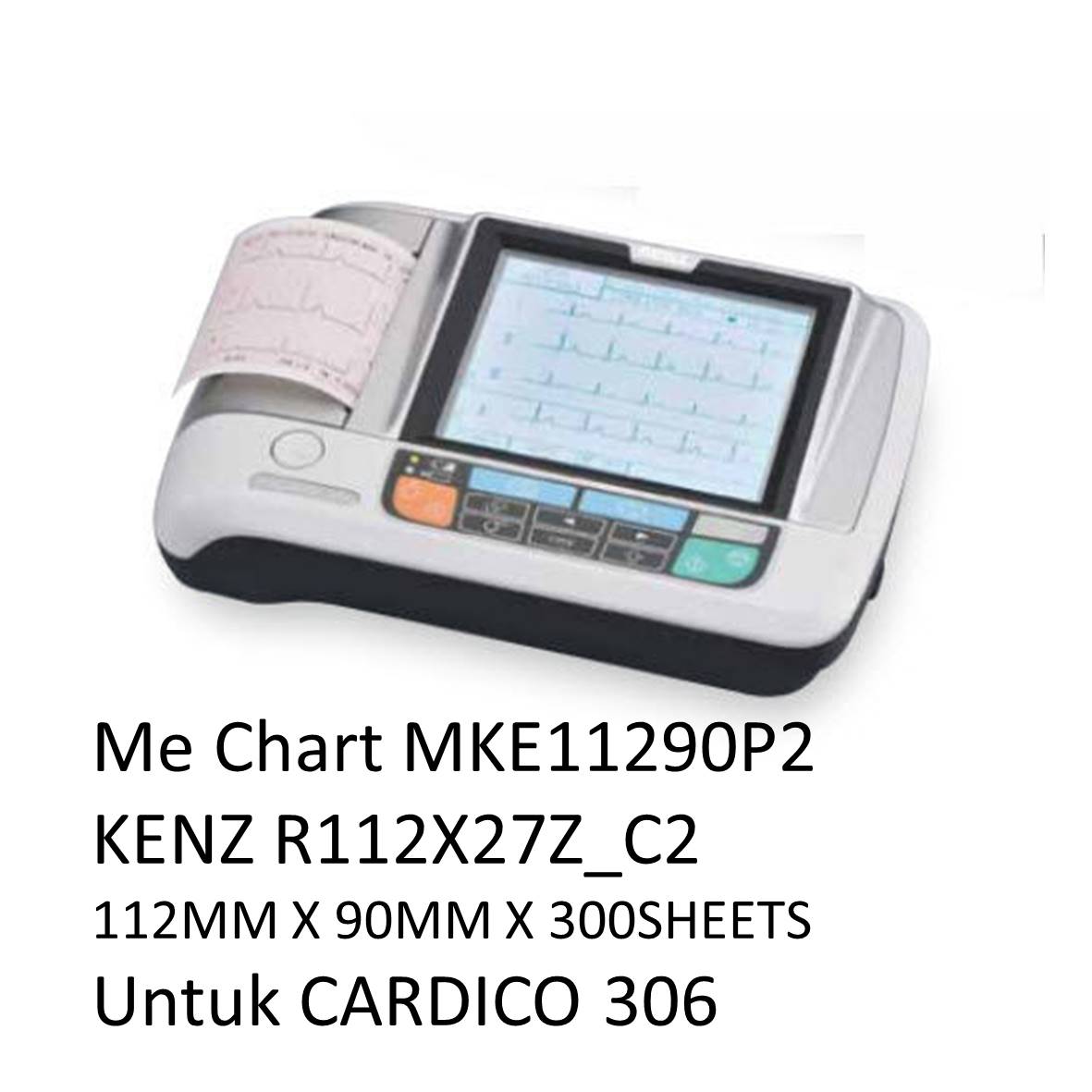 kertas ekg/ecg SUZUKEN KENZ : 112mm x 90mm x 300sh untuk CARDICO 306 ...