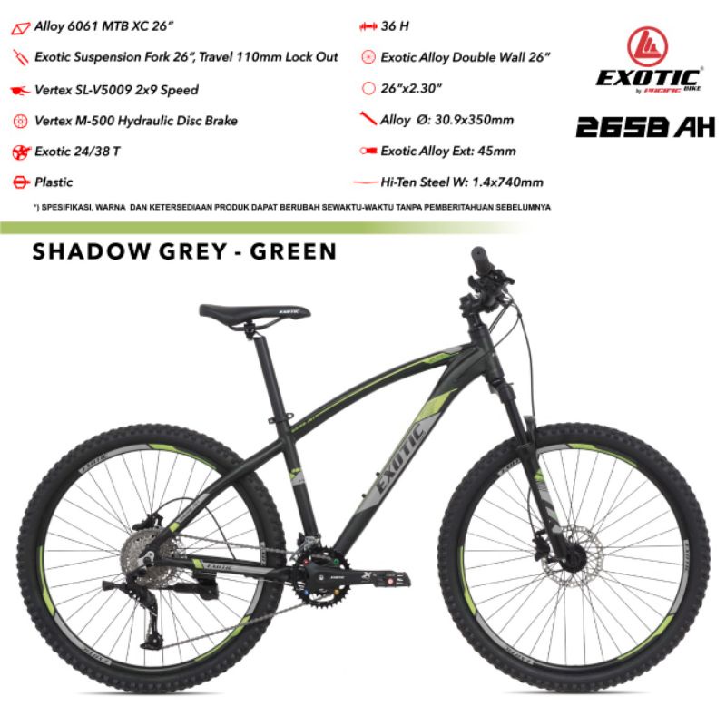SEPEDA GUNUNG 27,5" INCH MTB EXOTIC 2658 AH ALLOY 18 SPEED HIDROLIK ...