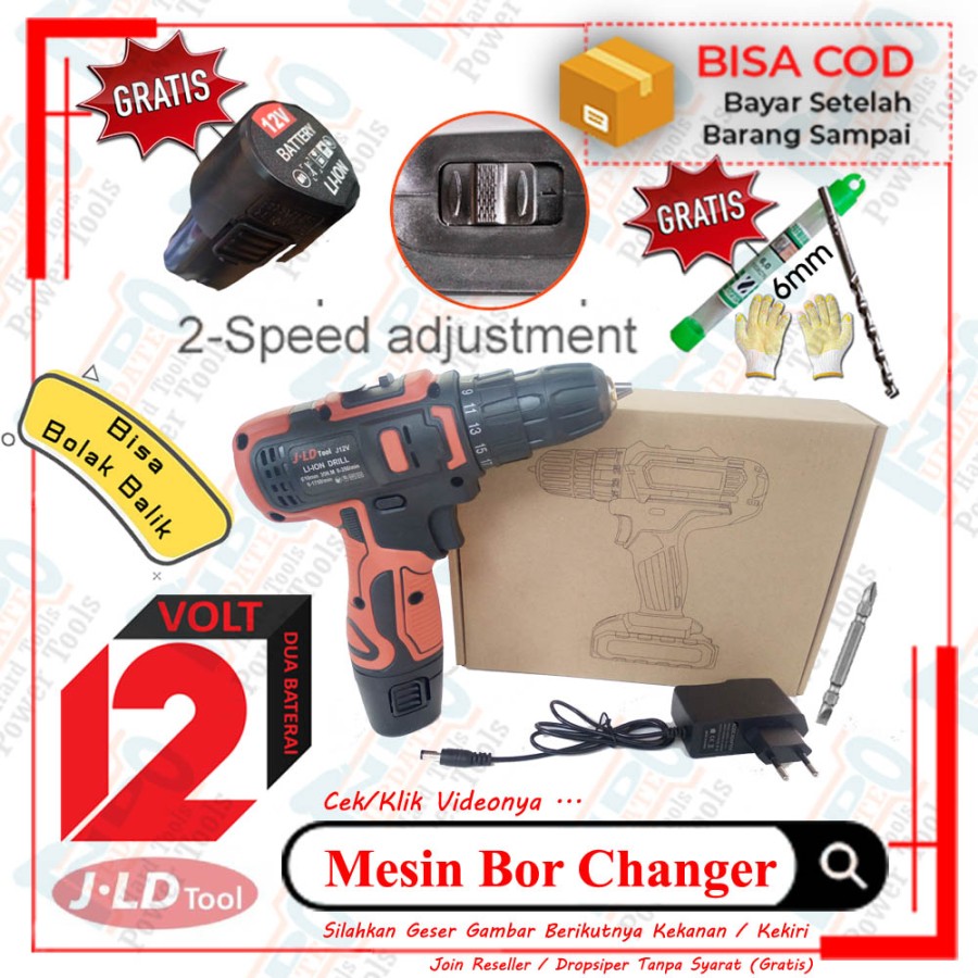 Mesin Bor Tangan Cas Tanpa Kabel 2batre Ces Cesan Batray Cordless Kayu ...