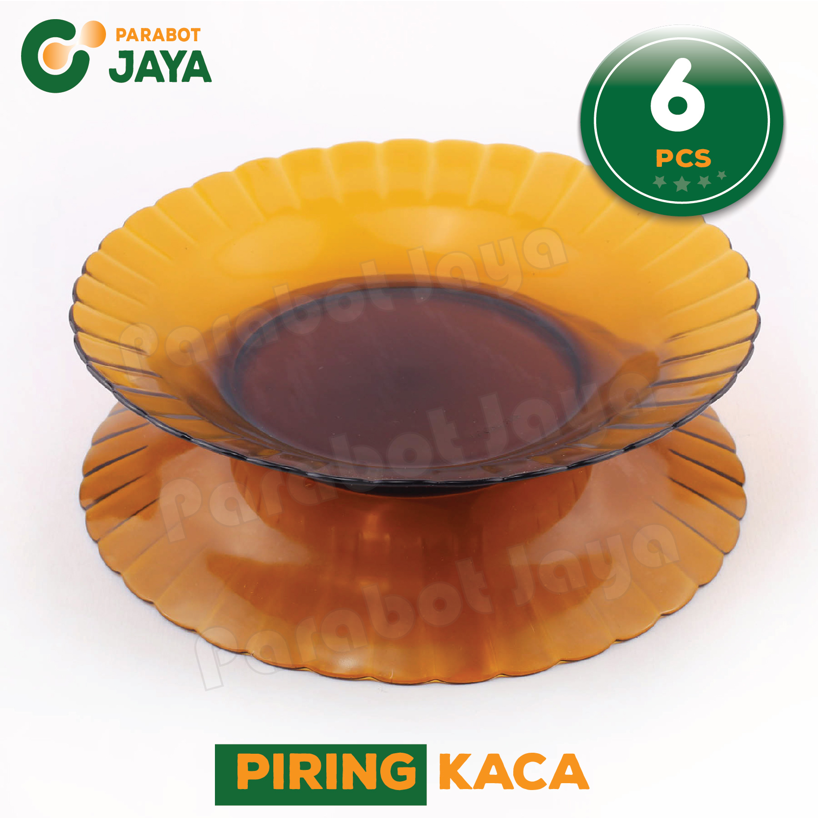 PARABOT JAYA - SET 6 PCS - PIRING KACA BBC - Piring Cantik - Piring ...