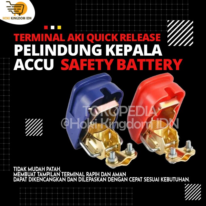 Terminal Aki Mobil Dengan Penutup Pelindung Kepala Accu Kuningan Asli ...