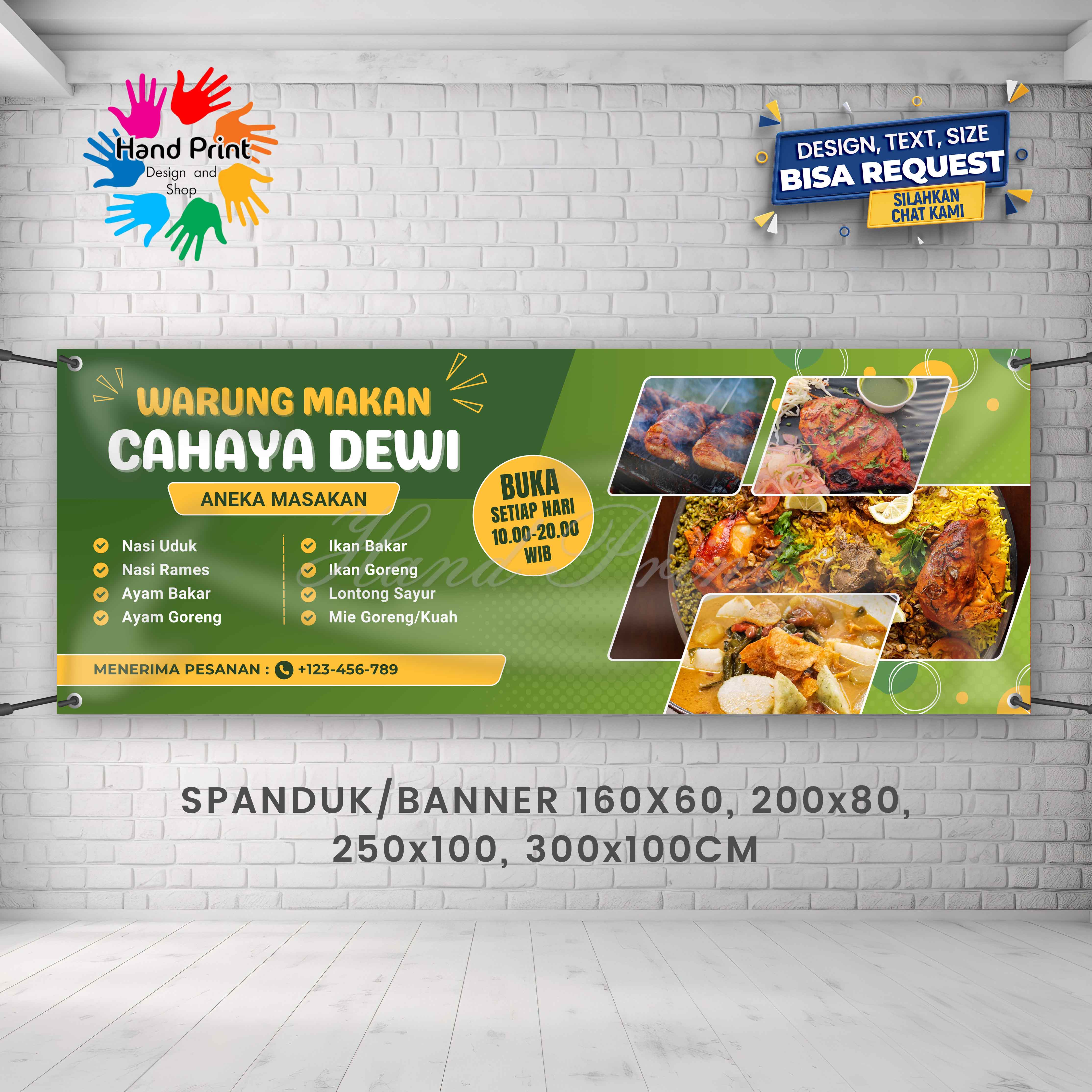 Cetak Spanduk Banner Warung Makan Hijau Muda MMT Spanduk Custom ...