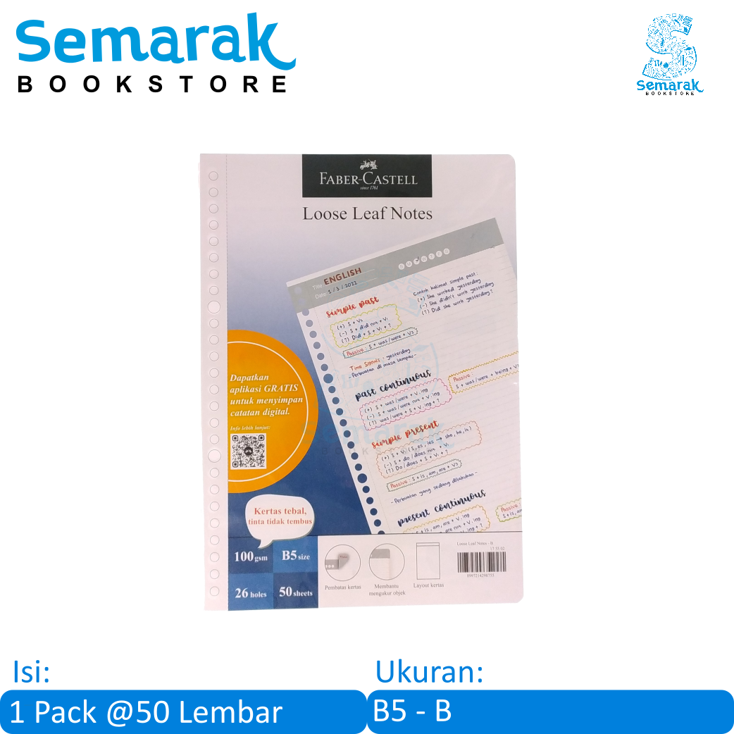 Faber Castell Loose Leaf Notes Isi Kertas Binder B5 [50 Lembar ...