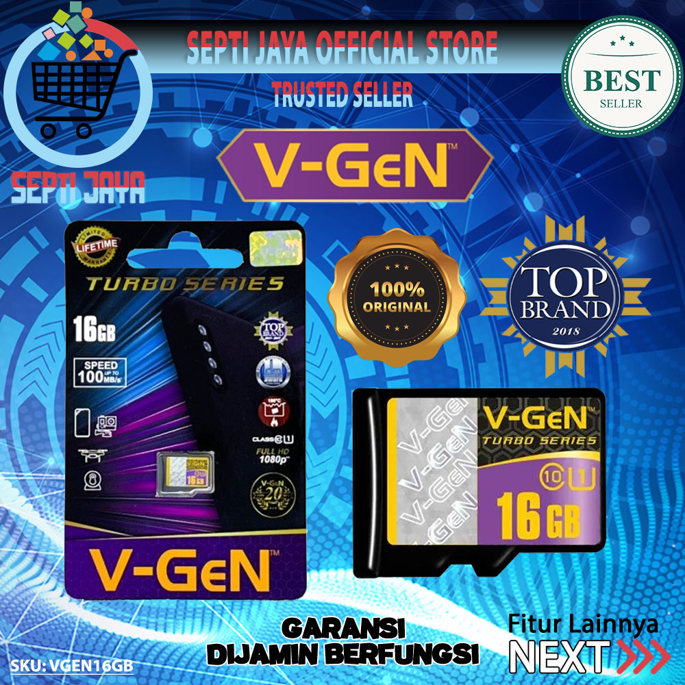 Micro SD V-Gen 16GB Memori Card Vgen Class 10 Turbo Series SDHC ...