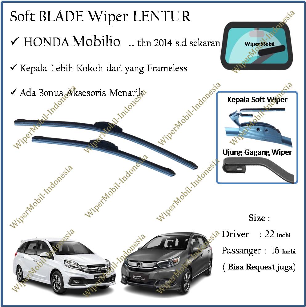 Soft Wiper Blade Honda Mobilio 2014 2015 2016 2017 2018 2019 2020 2021 ...