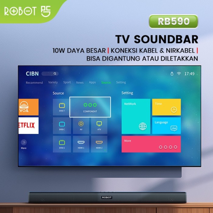 SPEAKER SOUNDBAR TV ROBOT RB-590 WIRELESS BLUETOOTH 5.3 HOME THEATER ...