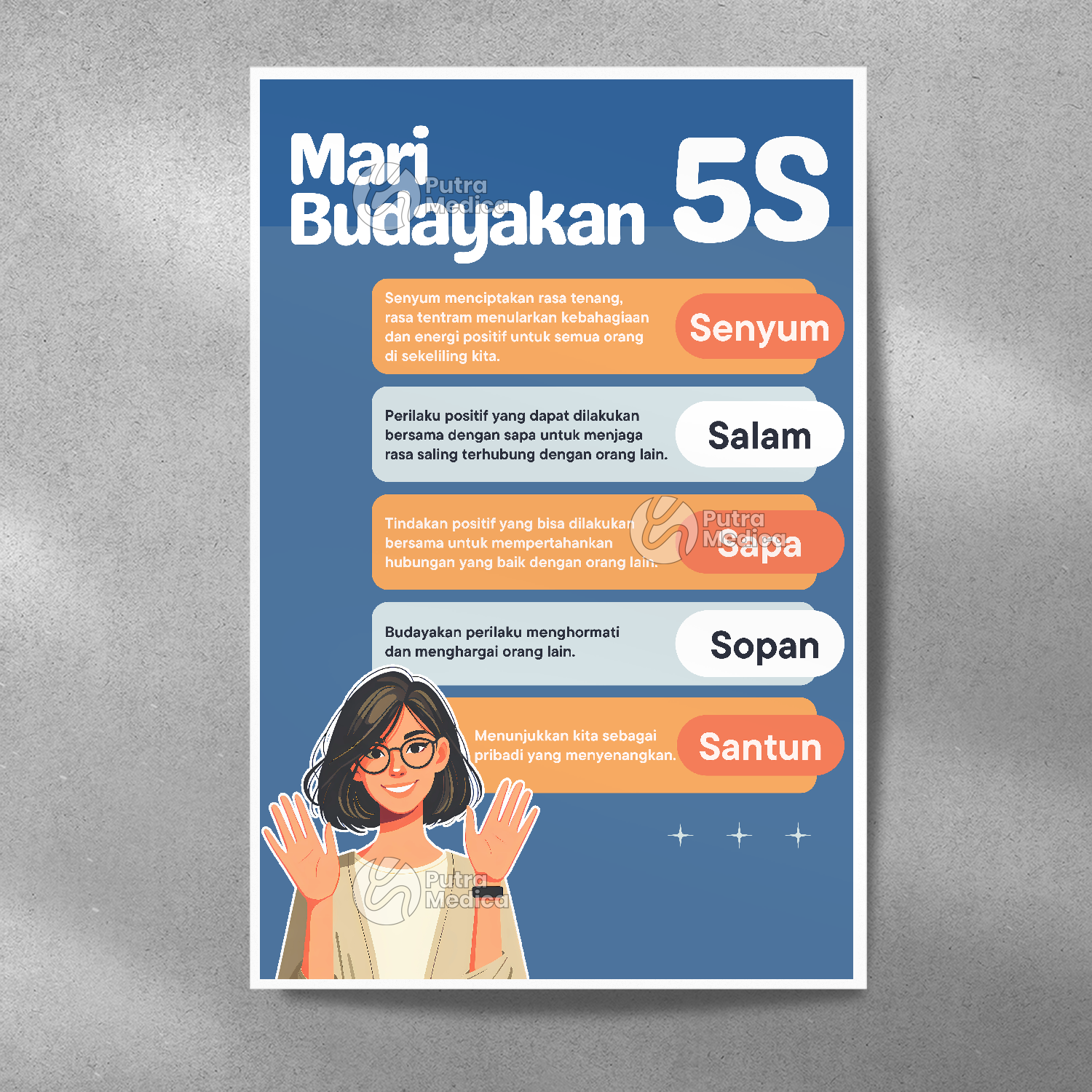 Poster Mari Budayakan 5S A3+ / Senyum Salam Sapa Sopan Santun / Gambar ... Poster Mari Budayakan 5S A3+ / Senyum Salam Sapa Sopan Santun / Gambar ...