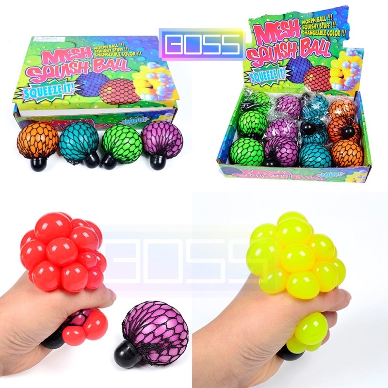 BOSS Squishy Mesh Ball Bola Anggur Pencet Anti Stress Jaring Edukasi ...