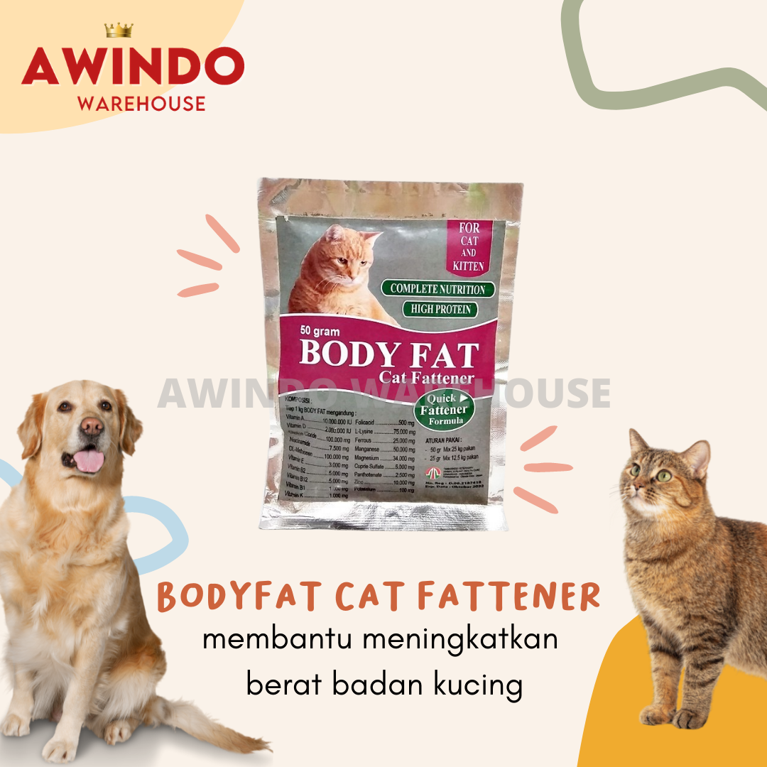 BODY FAT CAT FATTENER VITAMIN PENGGEMUK KUCING BUBUK NUTRISI BODYFAT ...