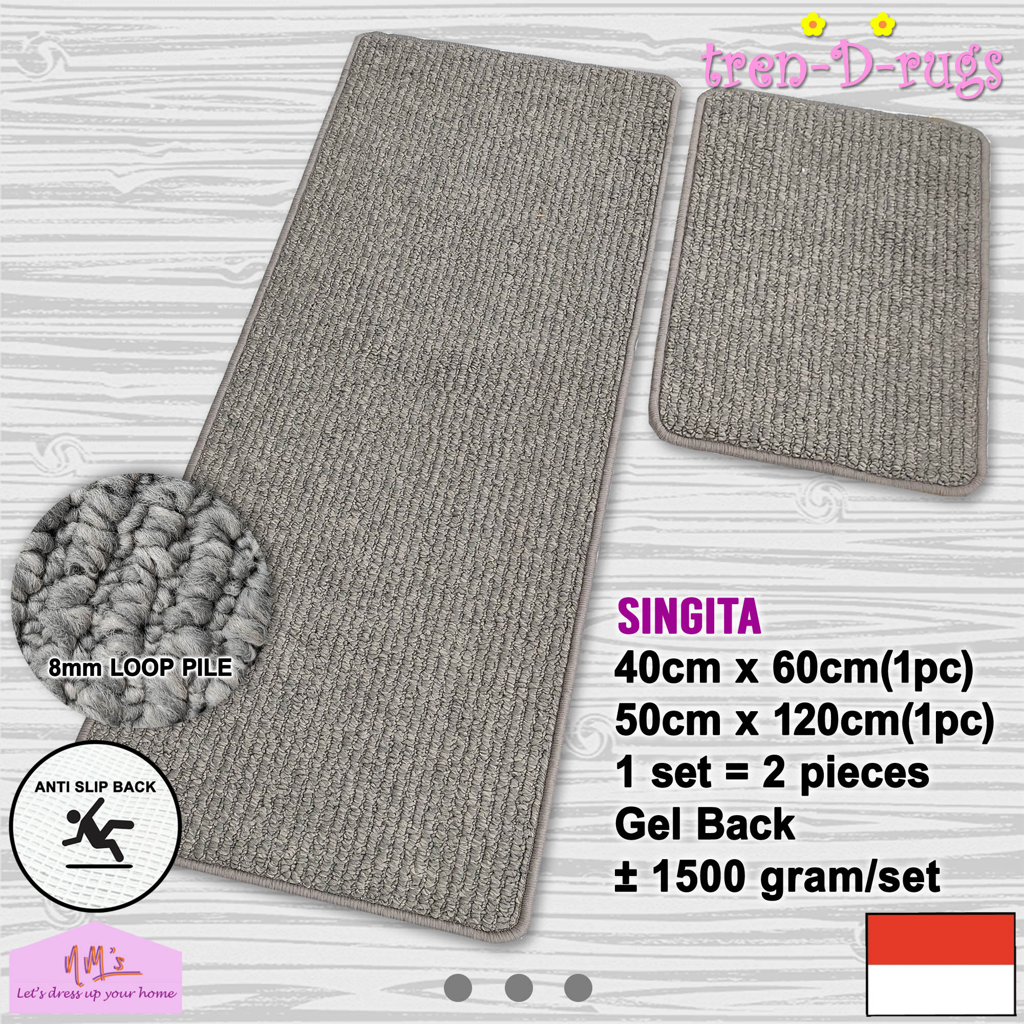 Tren-D-rugs Karpet keset kaki alas lantai polos salur stripe line garis ...
