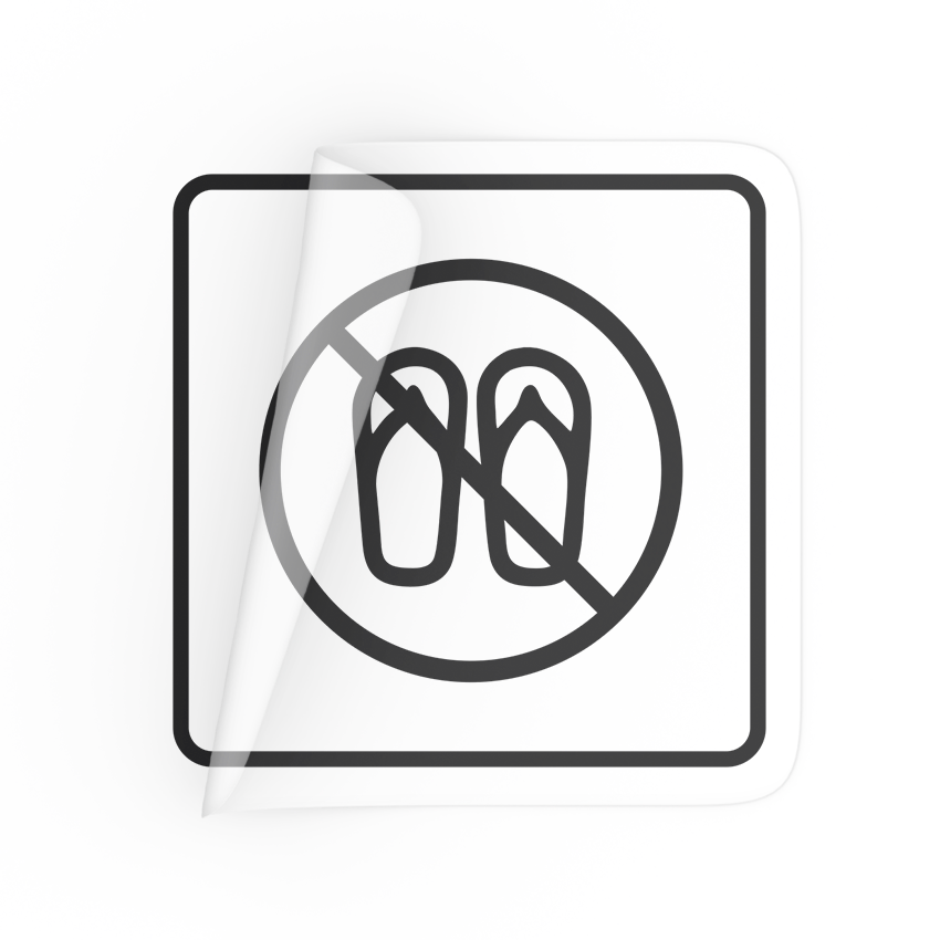 no slipper allowed sticker signage system - stiker dilarang menggunakan sandal - no sandals ...
