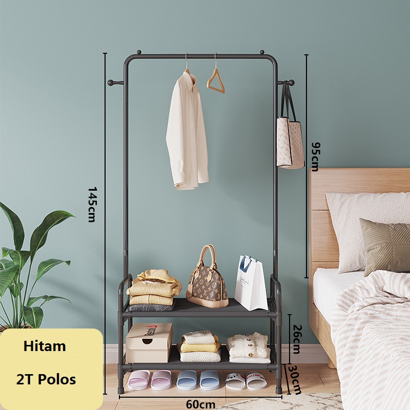 Mainland Gantungan Baju Berdiri Jemuran Tempat Tas Topi Rak Sepatu ...