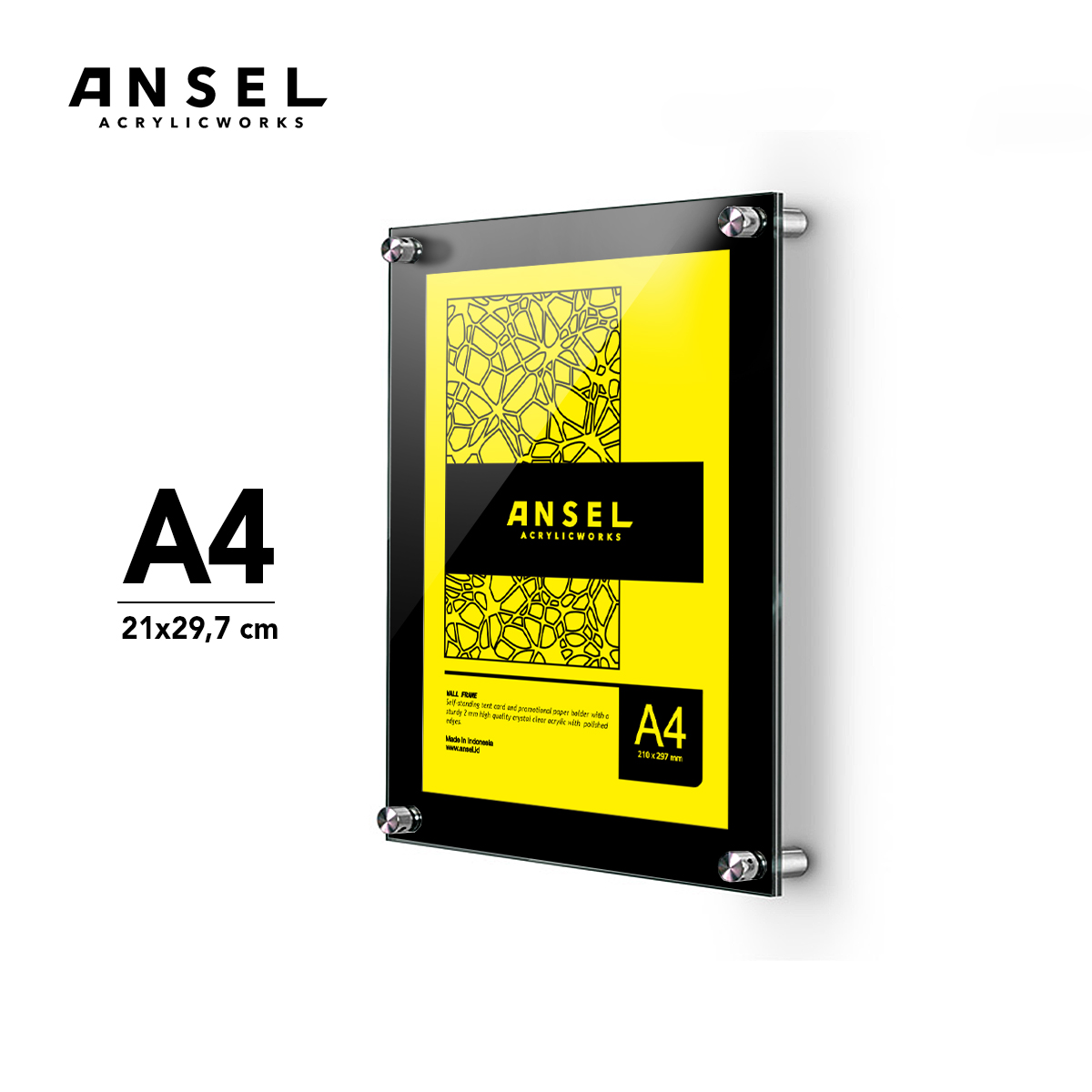 ANSEL Acrylic Wall Frame / Bingkai Foto Dinding Akrilik / A4 Hitam / 2 ...