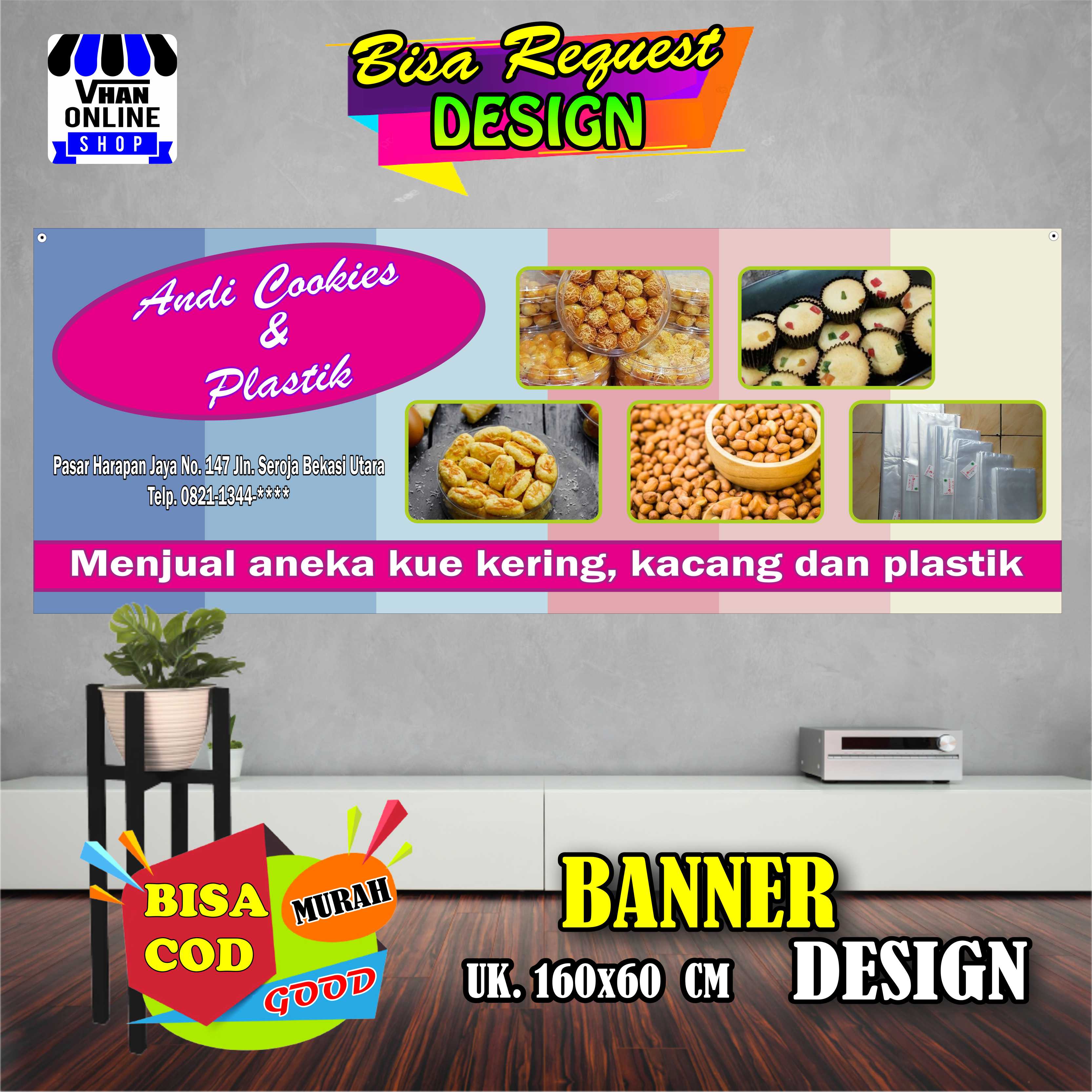 Spanduk Banner Toko Kue, Toko Plastik, Toko Makanan, Keren Murah ...