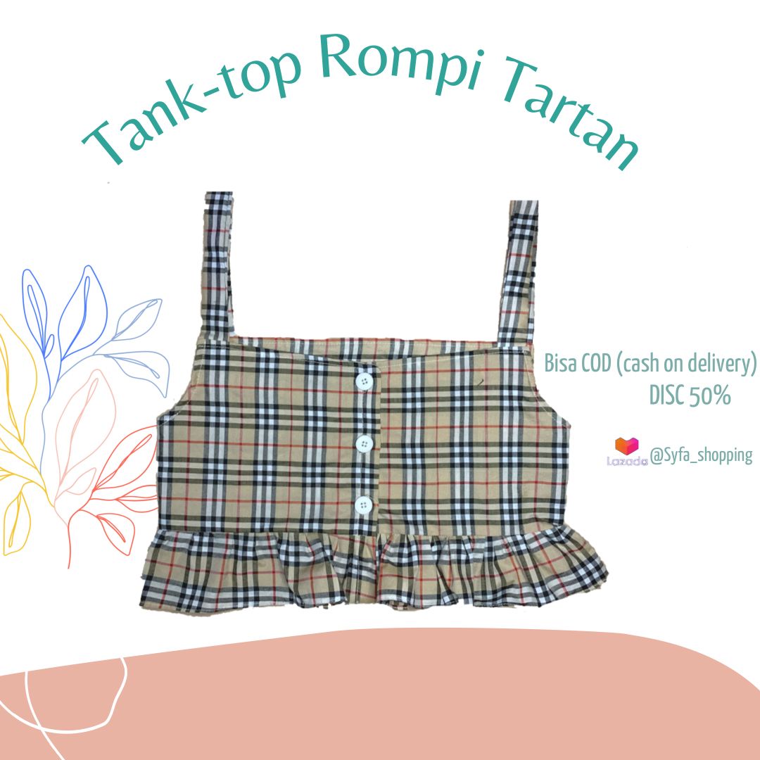 Tank-top Halal SYFA/Rompi Tartan/Tartan kotak-kotak / Tengtop crop ...