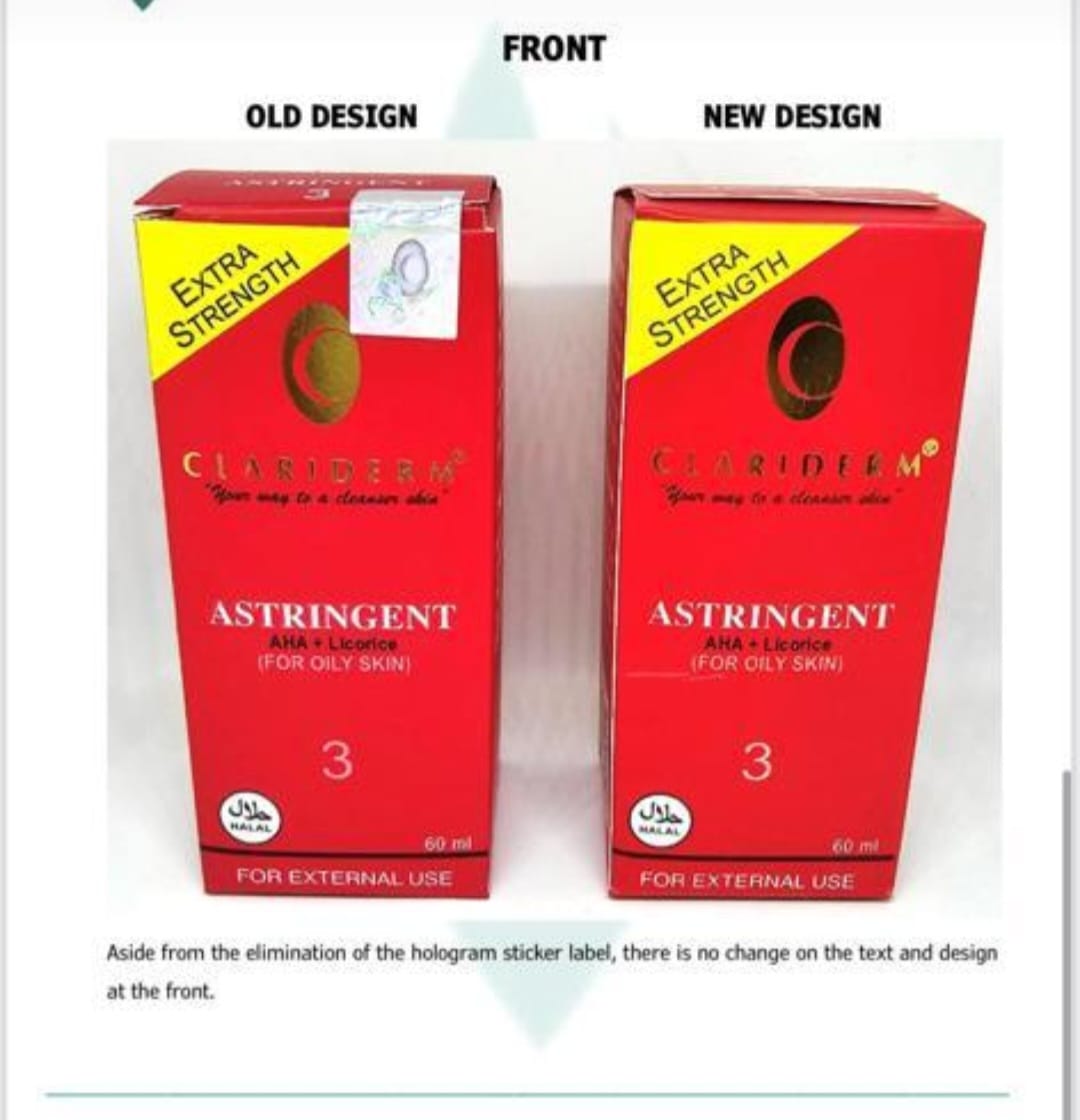 Toner Clariderm Astringet no 03 100% / Toner pembersih wajah fair oily ...