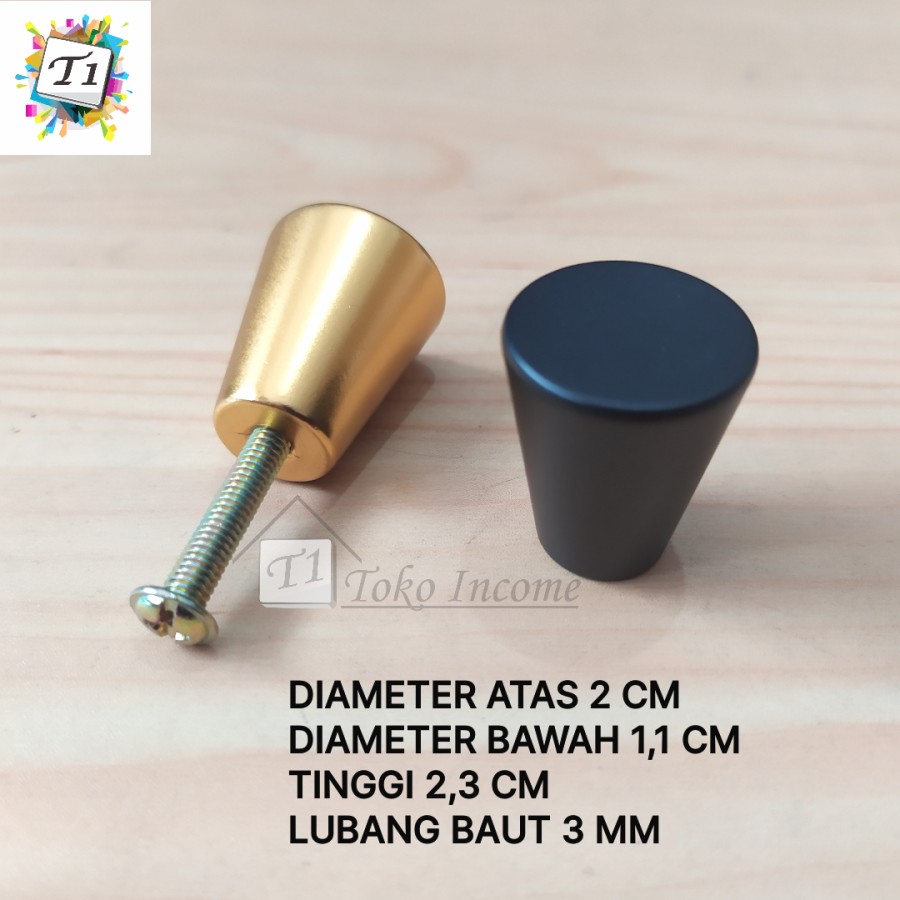 Tarikan 380 Knob Bulat Pentol Black Gold Handle Laci Pintu Lemari ...