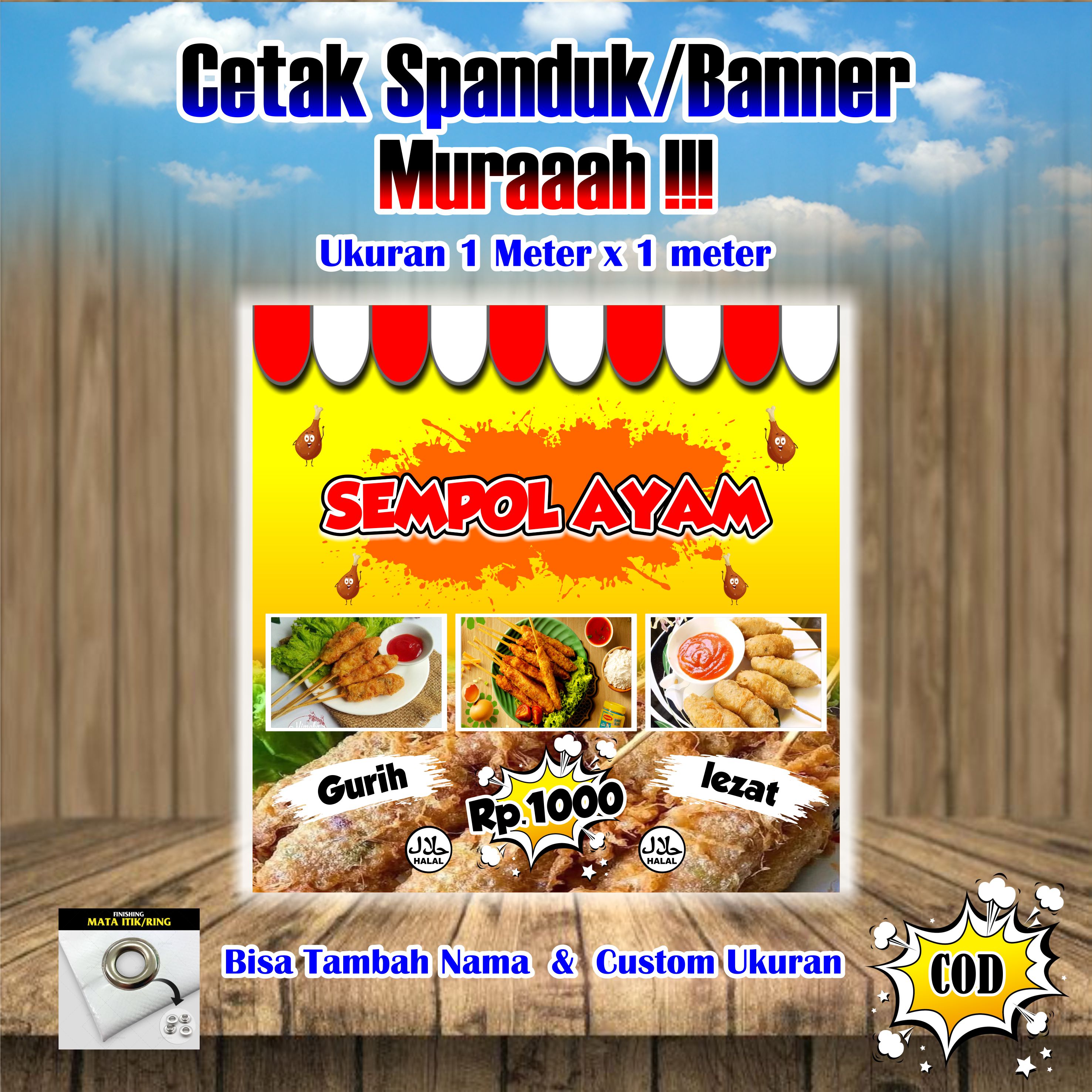 Spanduk Banner Sempol Ayam ukuran 1 meter x 1 meter | Lazada Indonesia