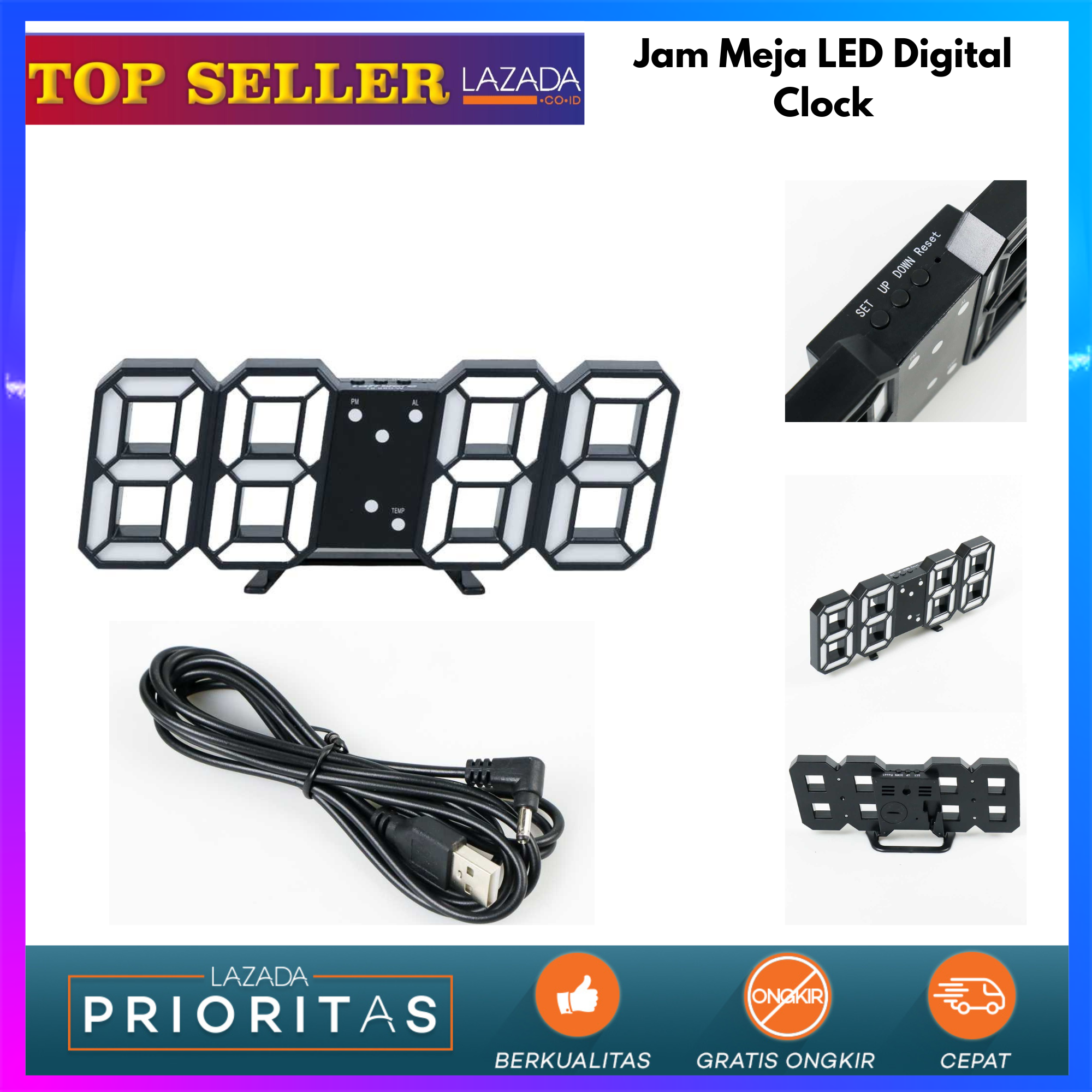 (Terlaris) COD ; Jam Meja digital ; led ; Jam Meja kamar tidur ; Jam ...