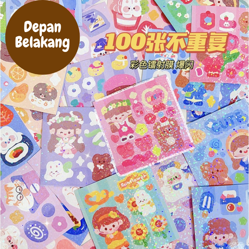DB - Stiker BOX 2D Tempel Lucu 4 Warna Isi 100 Lembar Anti Air Cute ...