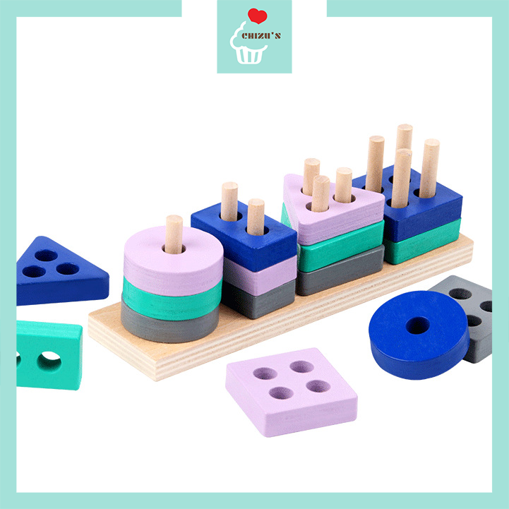 Mini Geometric Shape Stack Board | Papan Susun Bentuk Geometri Kayu ...