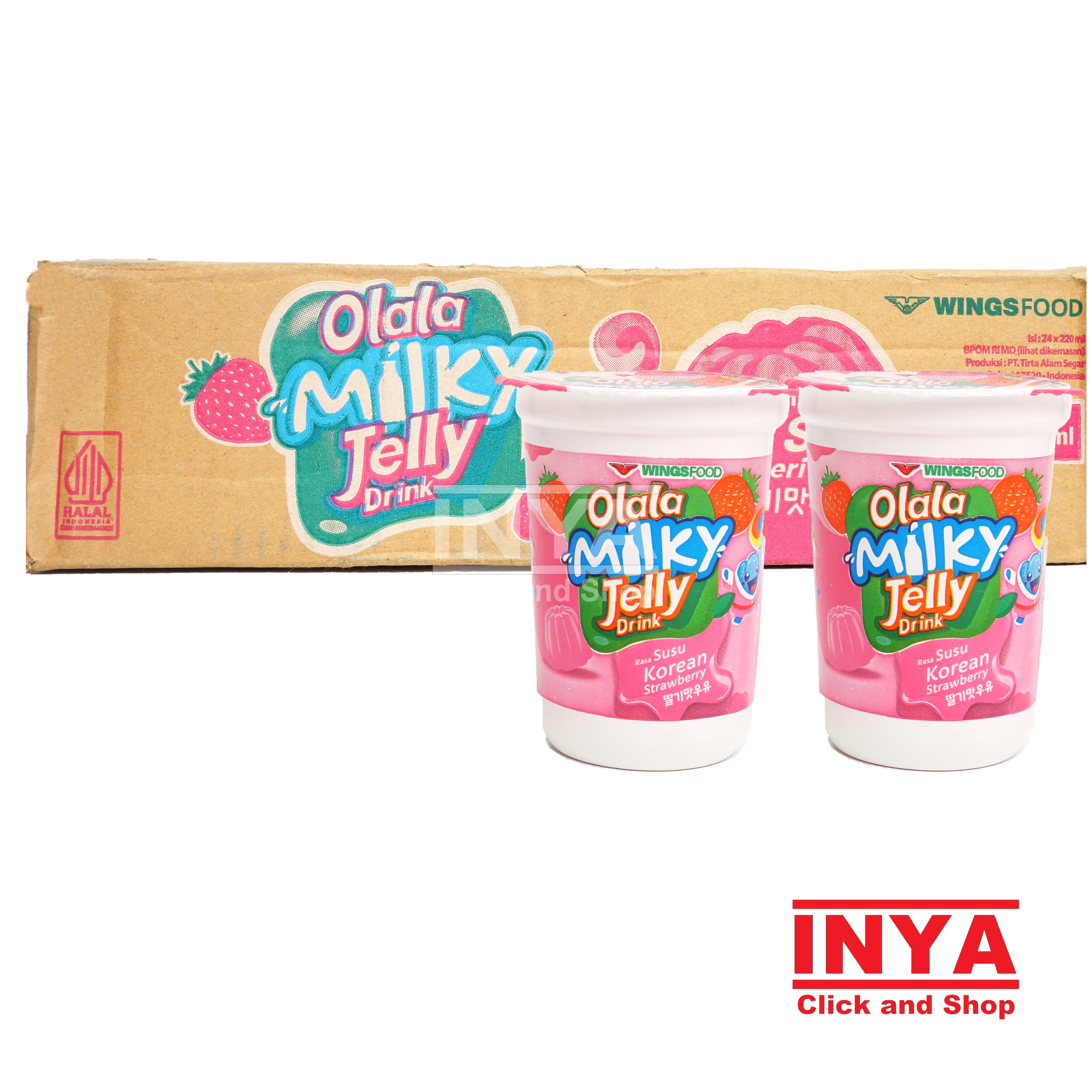 Olala Milky Jelly Drink Rasa Stroberi 24x220ml - Minuman Jeli Susu - Soft drink | Lazada Indonesia