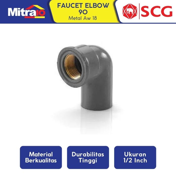 Scg Faucet Elbow Sambungan Pipa Pvc 90 Derajat Drat Dalam Metal Aw Grey 18 1/2 Inch | Lazada ...