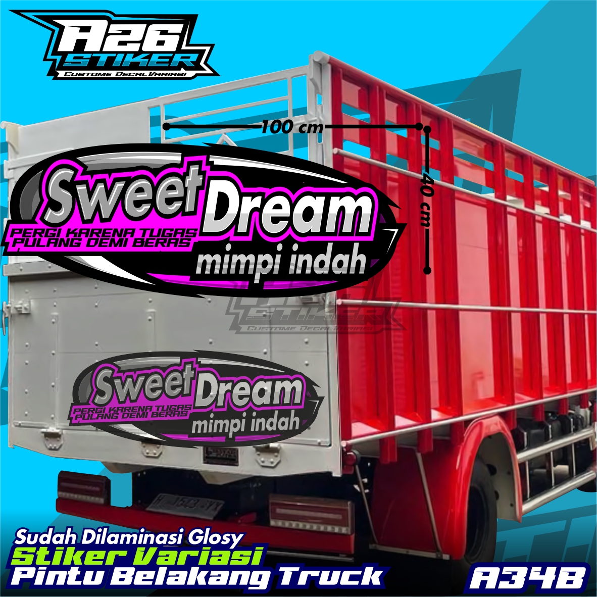 Stiker Pintu Bak Belakang TRUCK MODIF SWEET DREAM all Truk Canter ...