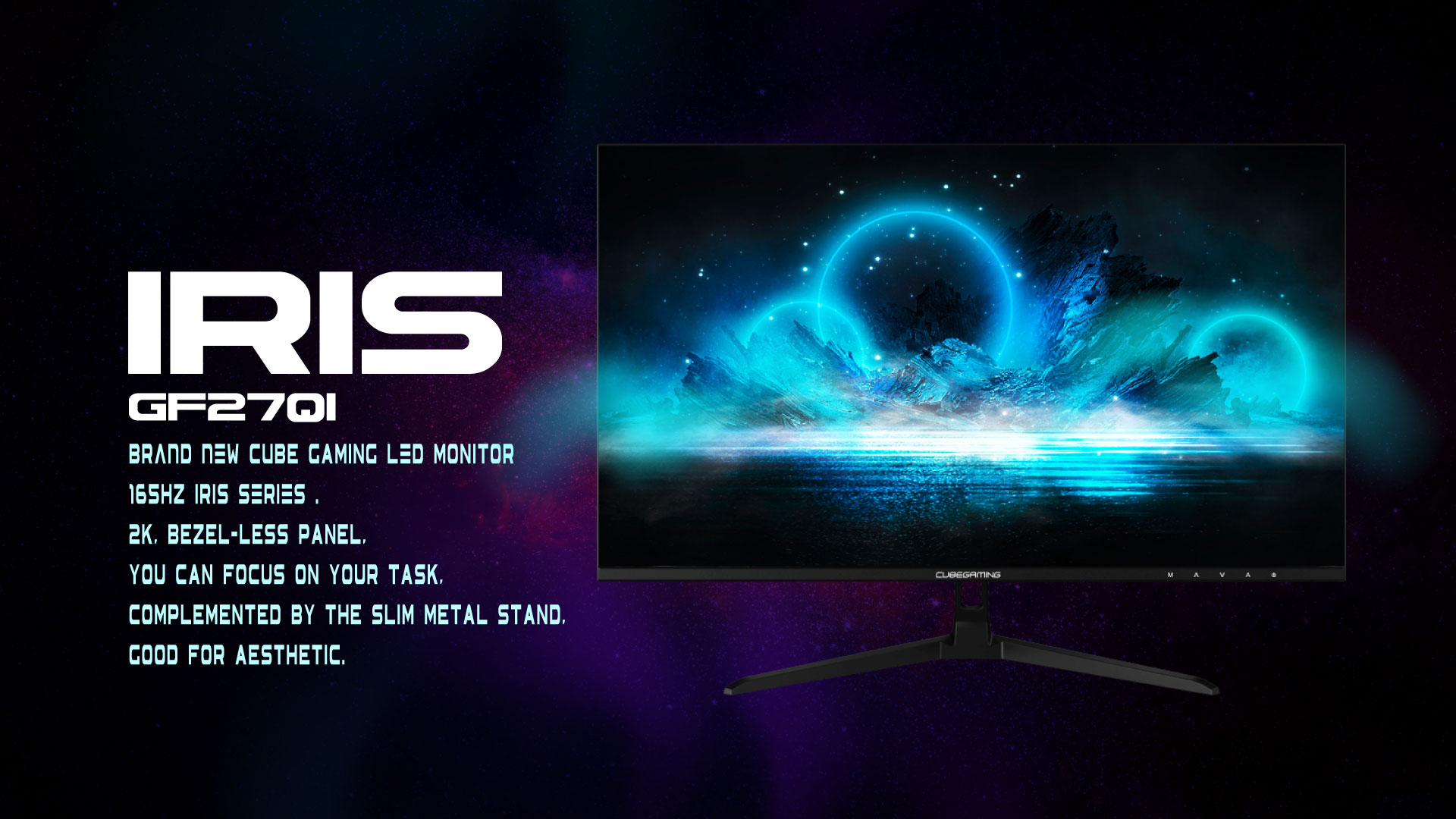 Monitor CUBE GAMING IRIS 27" GF27QI QHD 2K IPS Frameless 165Hz G-SYNC ...